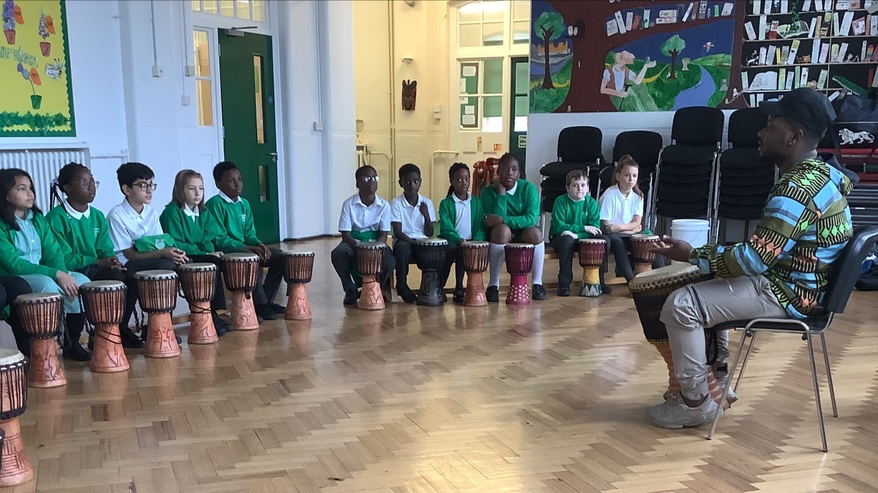 Djembe Drumming With Year 6 - Hoxton Garden Primary School