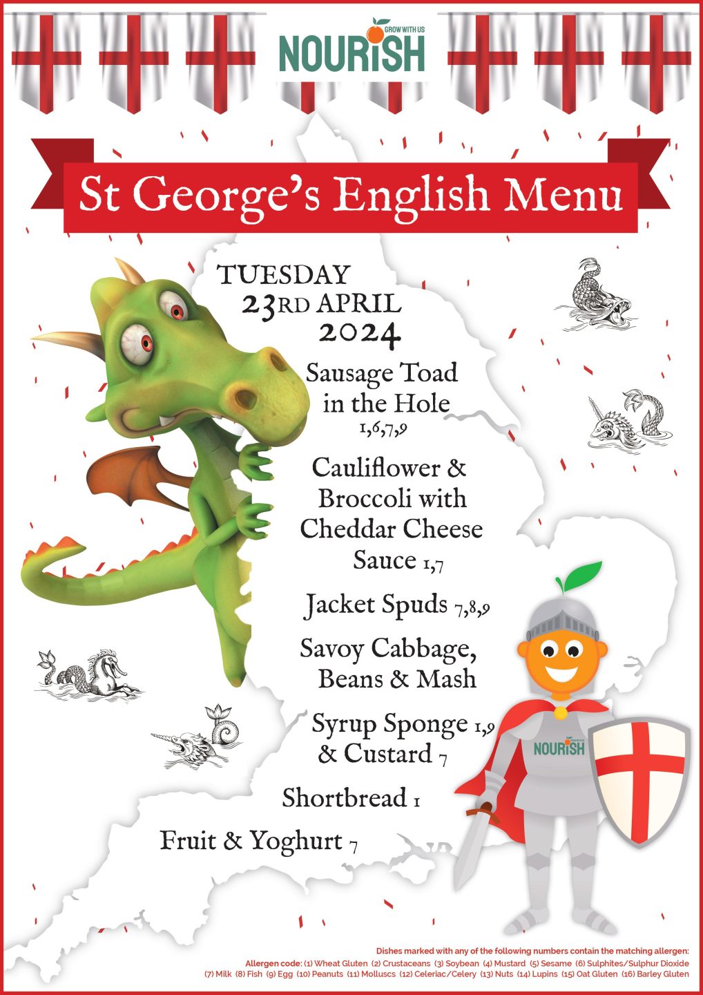 St George's Day Menu - 23rd April 2024 - Hoxton Garden Primary School